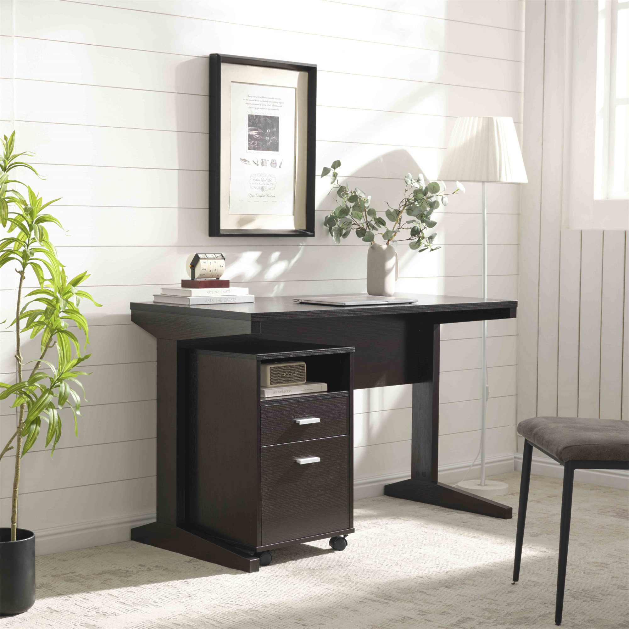 Ebern Designs Home Office Desk With Modesty Panel And Detached File ...
