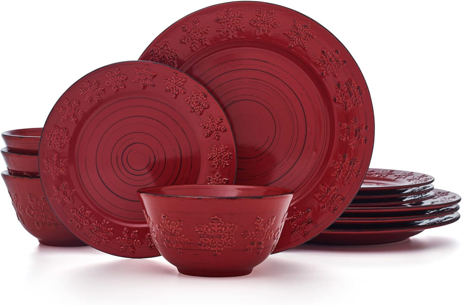 The Holiday Aisle® 12-Piece Stoneware Round Dinnerware Set, Service for ...