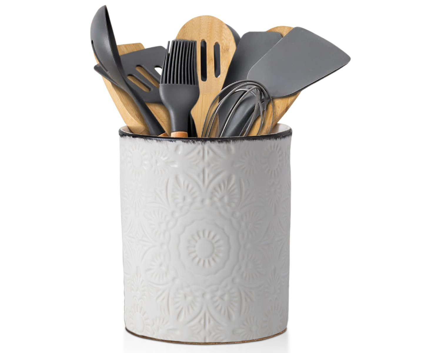 Bungalow Rose Large Ceramic Kitchen Utensil Holder With Vintage Old ...