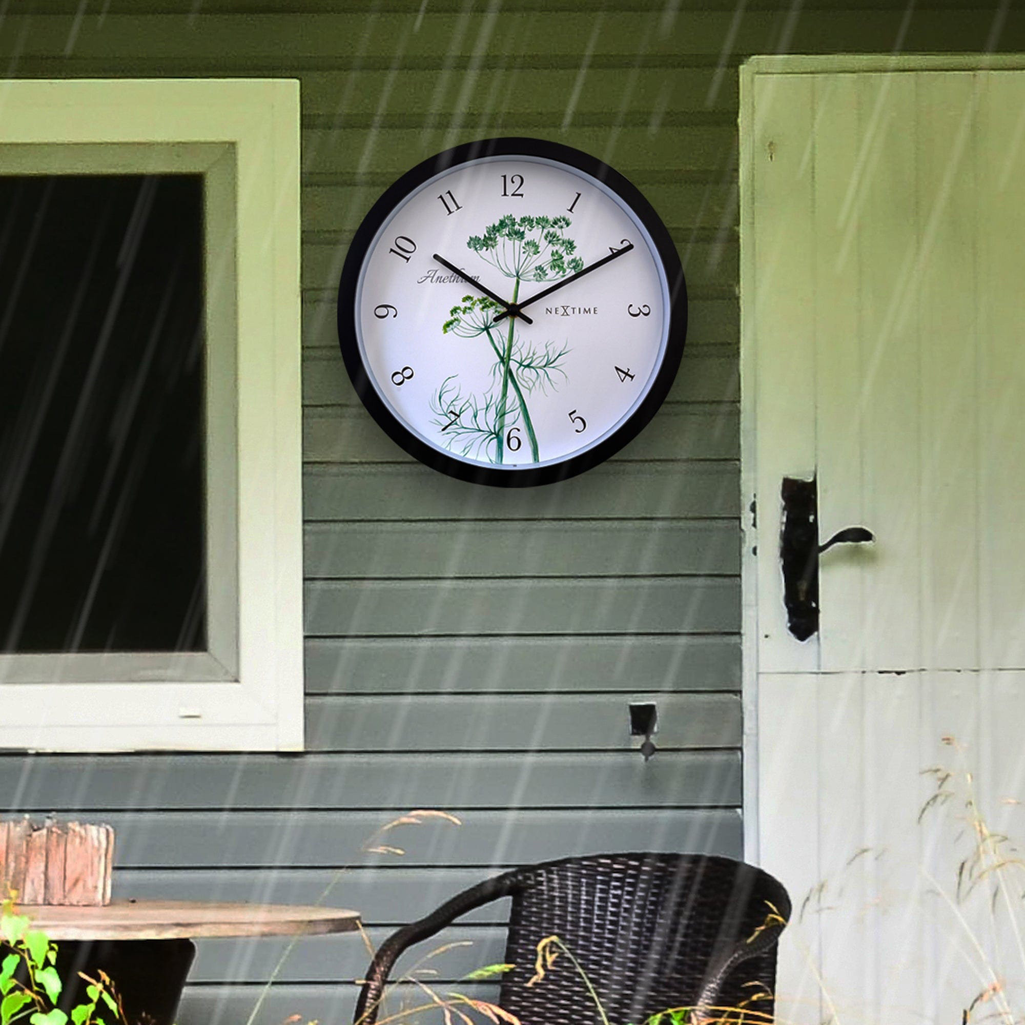 NeXtime "Anethium" - White With Green Dill Weatherproof Outdoor Clock ...