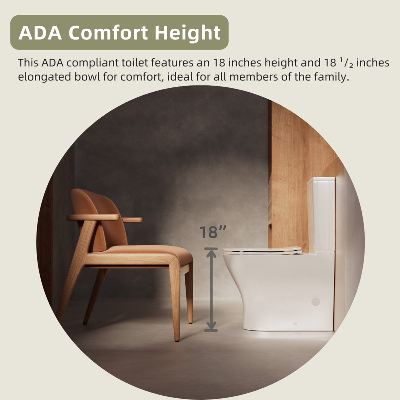 MaceratingFlo 18-Inch ADA Tall Rear Outlet Toilet, Elongated Bowl with ...