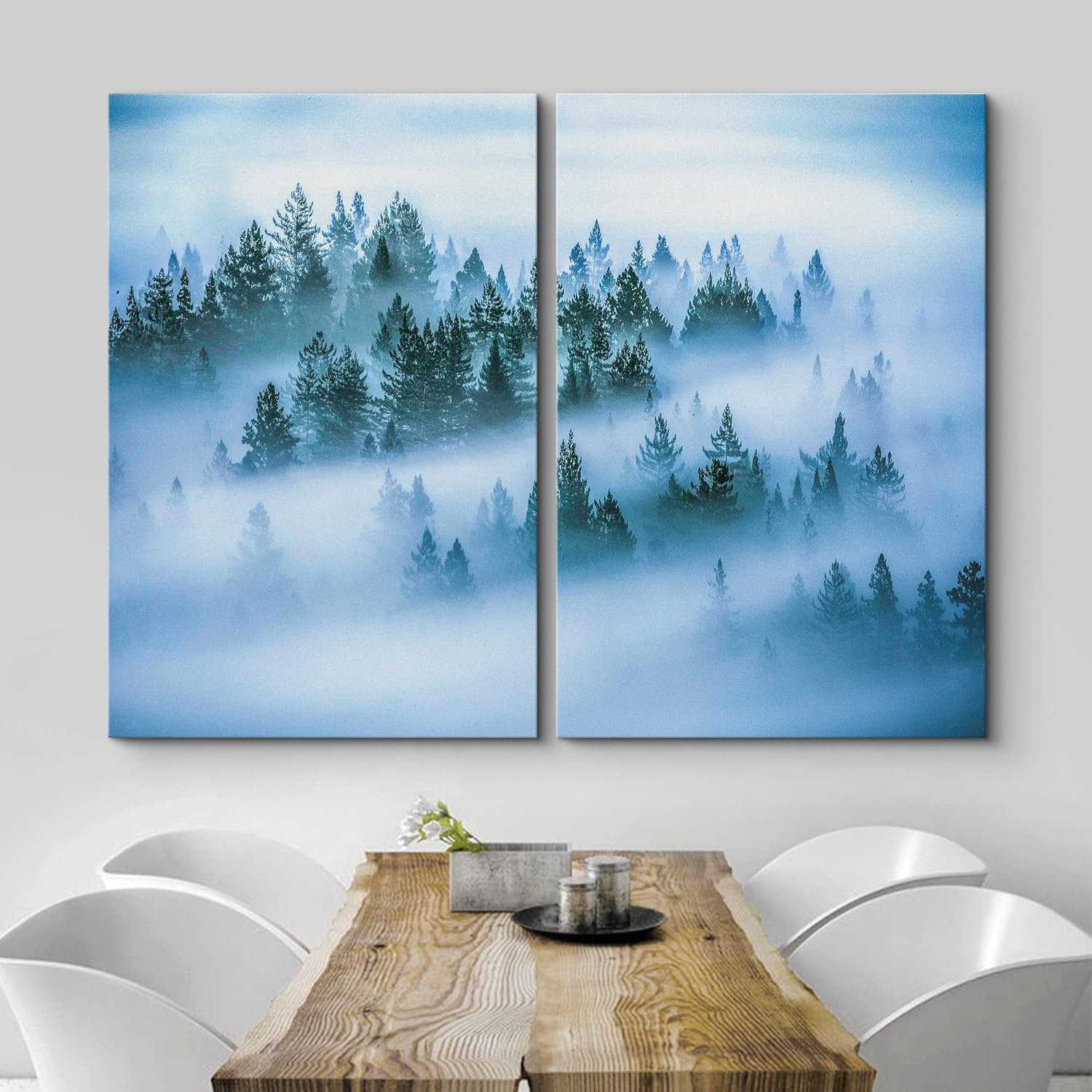 IDEA4WALL Blue Mist & Fog Forest Tree Mountain Nature Landscape Print ...
