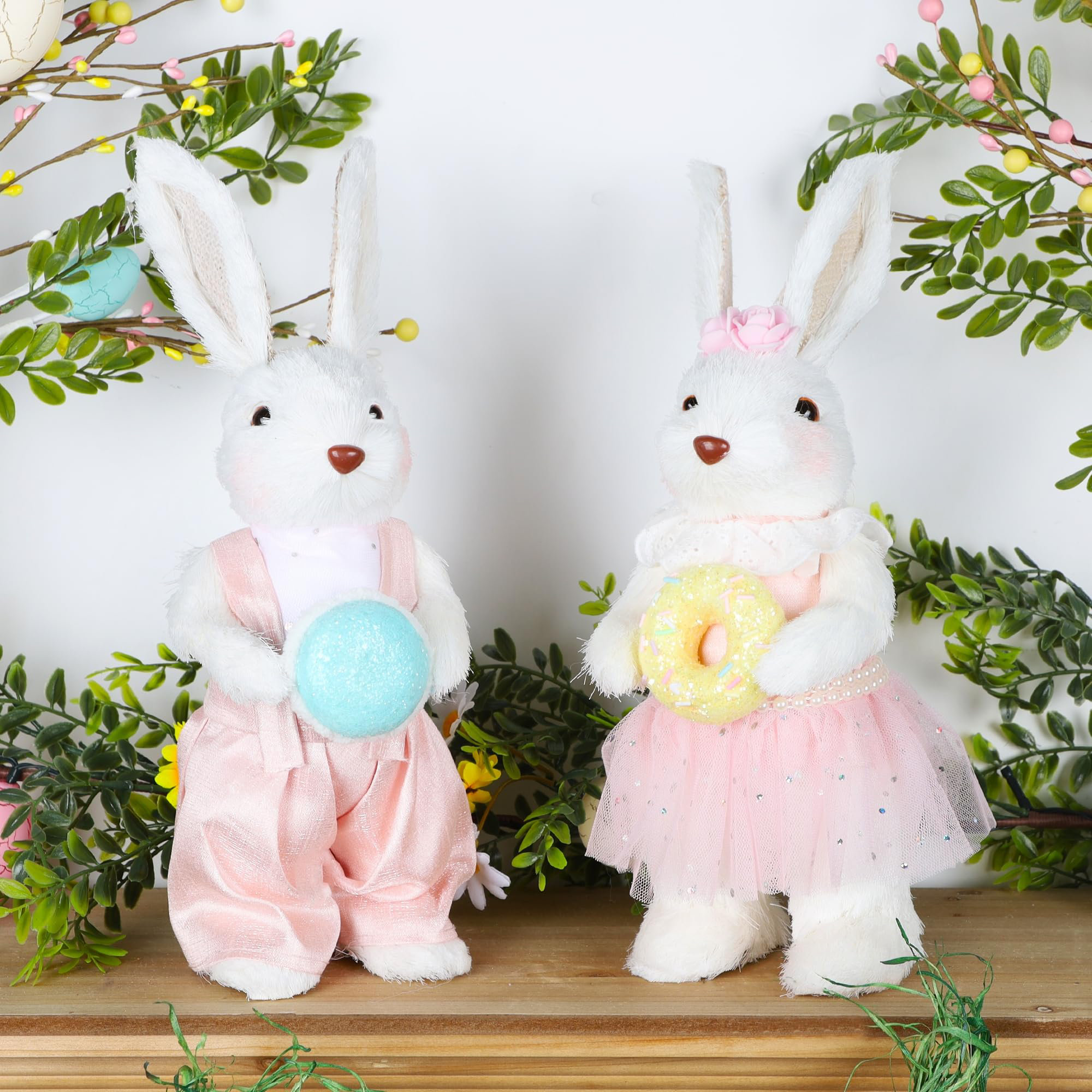 Ophelia & Co. Set of 2 Easter Bunny Decor - 13" Sisal Rabbit Couple ...