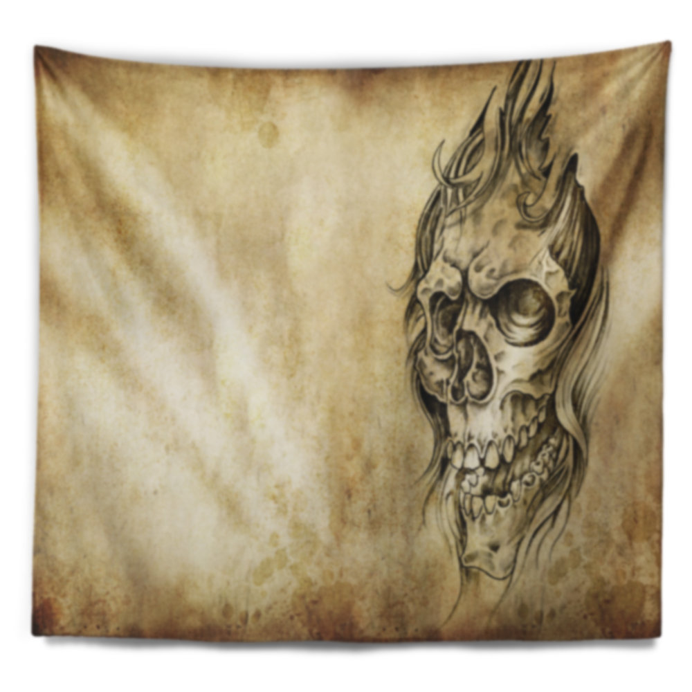 East Urban Home Abstract Death Tattoo Art Tapestry | Wayfair