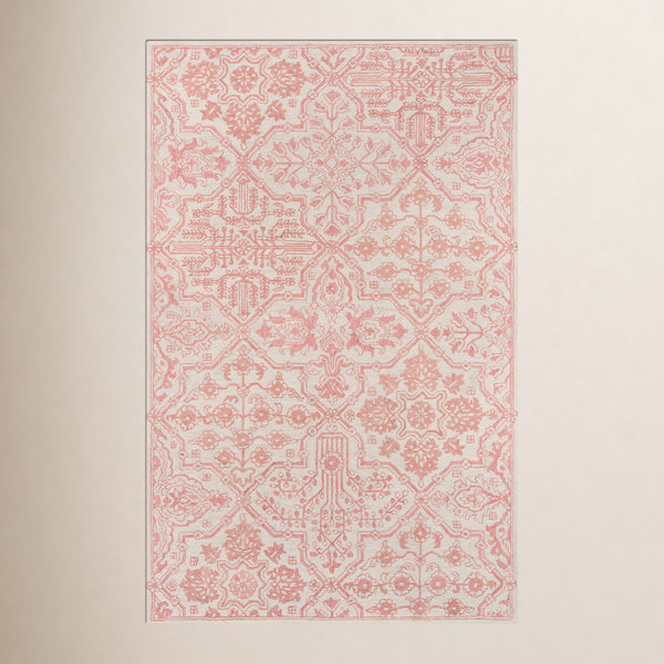 Cece Floral Handmade Tufted Wool Pink/Ivory Area Rug & Reviews | Birch Lane