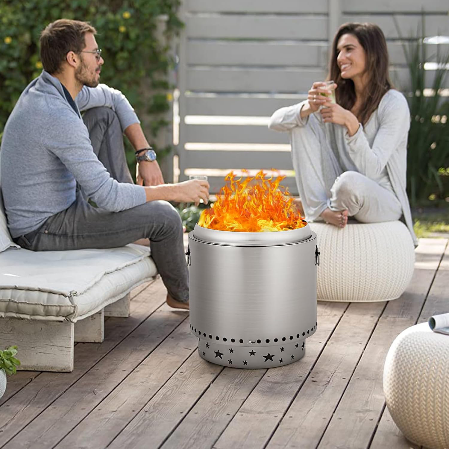 Latitude Run® 20.5" Smokeless Fire Pit, Stainless Steel Fire Pit With ...