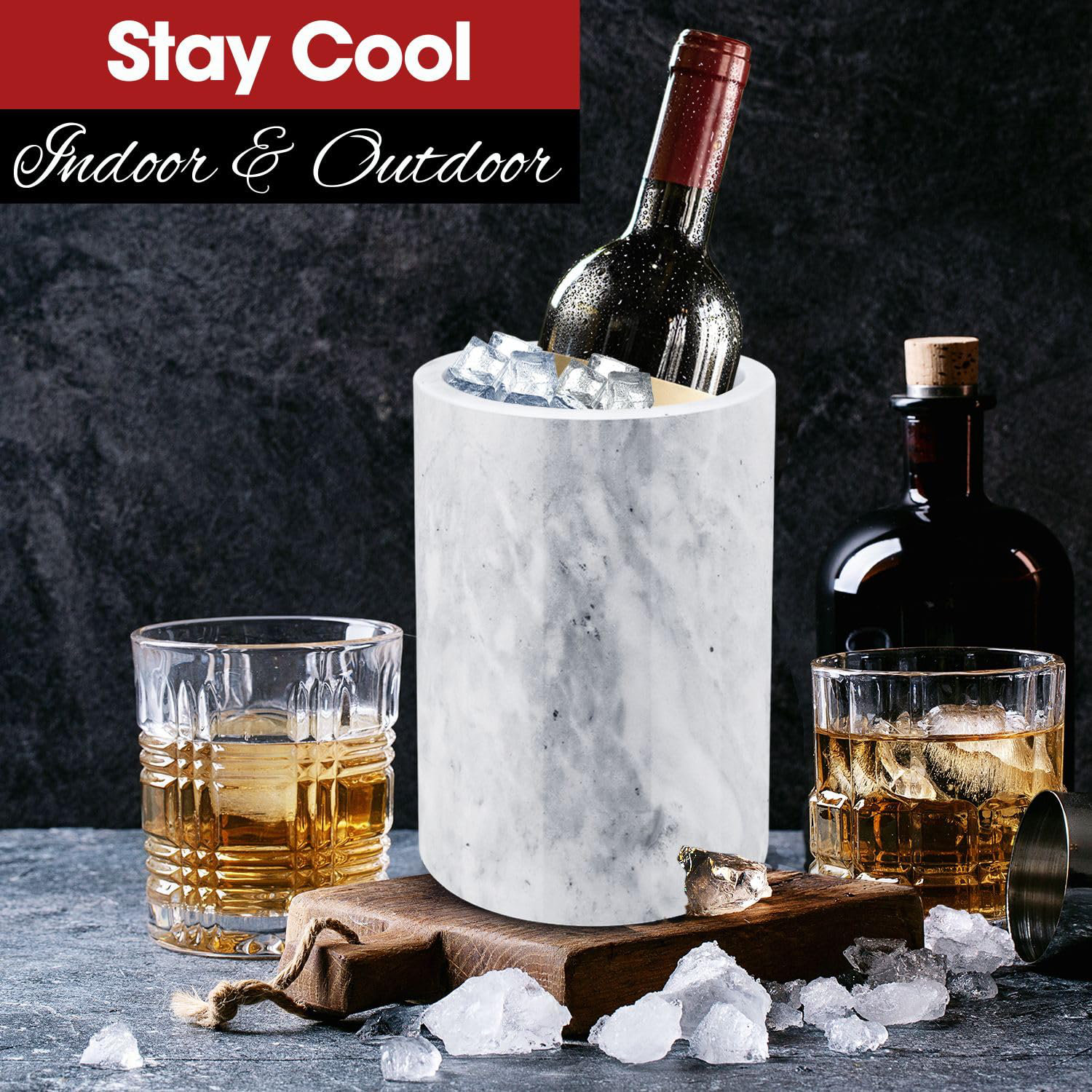 Ivy Bronx Marble Wine Chillers For Bottles - Champagne Cooler & Multi ...