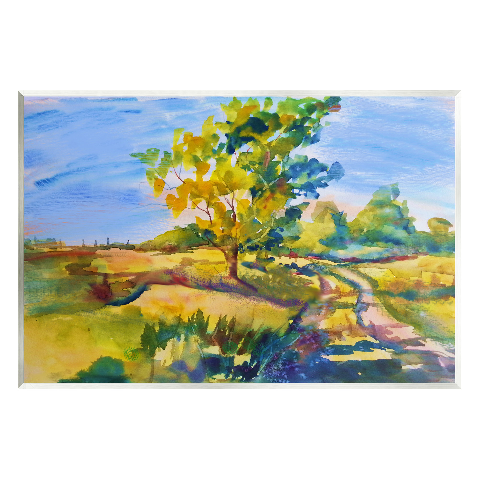 Stupell Industries Tree & Path Landscape On MDF by MB Cunningham Print ...