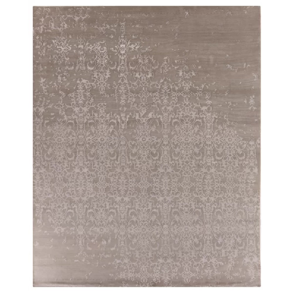 EXQUISITE RUGS Fine Rayon Hand-Knotted Light Silver/Gray Area Rug | Wayfair
