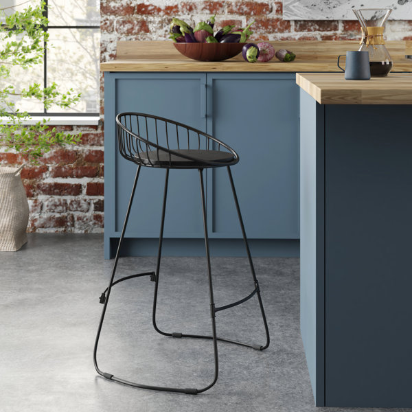 Steelside™ Hanson Solid Wood Short Counter Stool & Reviews | Wayfair