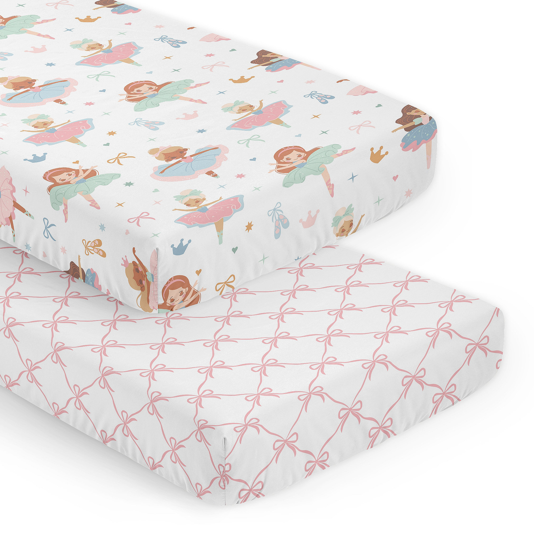 Sweet Jojo Designs Ballerina and Ballet Bows Fitted Crib Sheets Set of ...