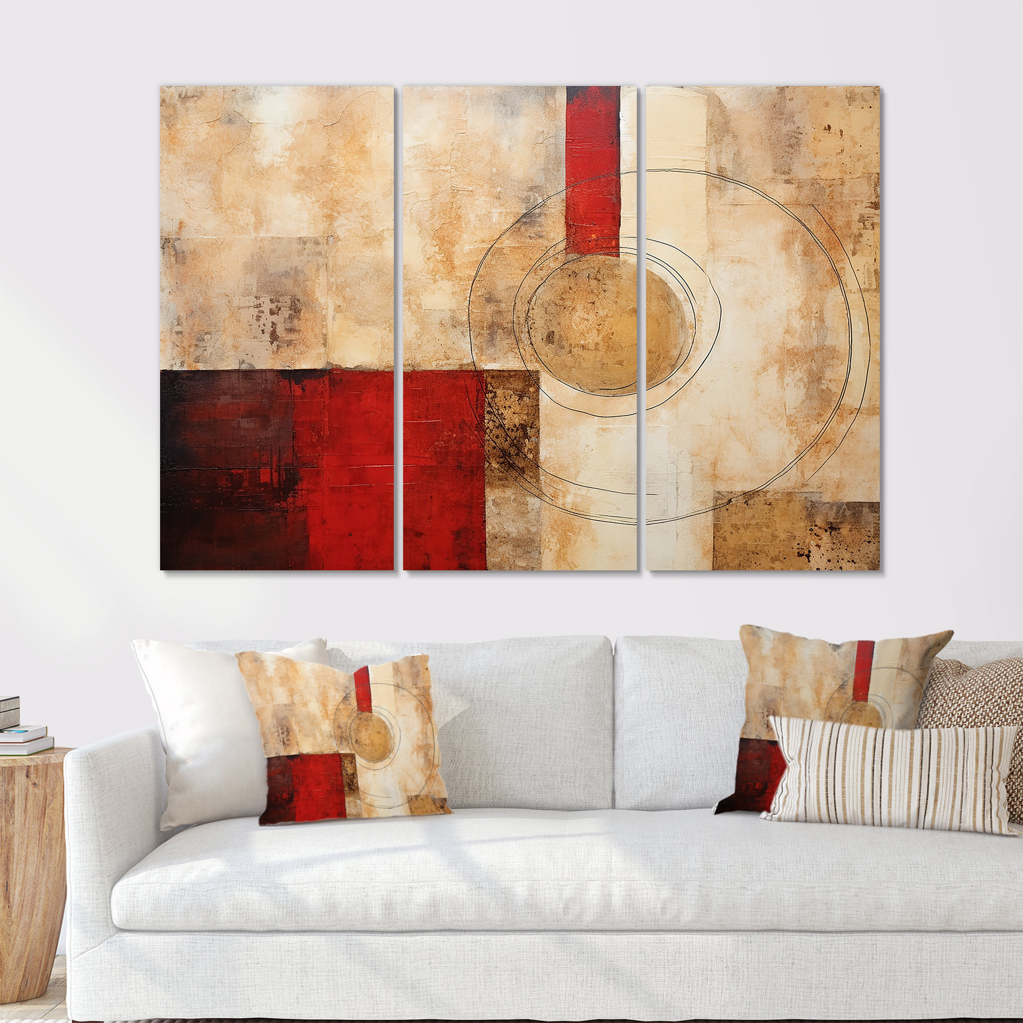 Wrought Studio Cubist Red Colorfields Collage - Abstract Collages Wall ...