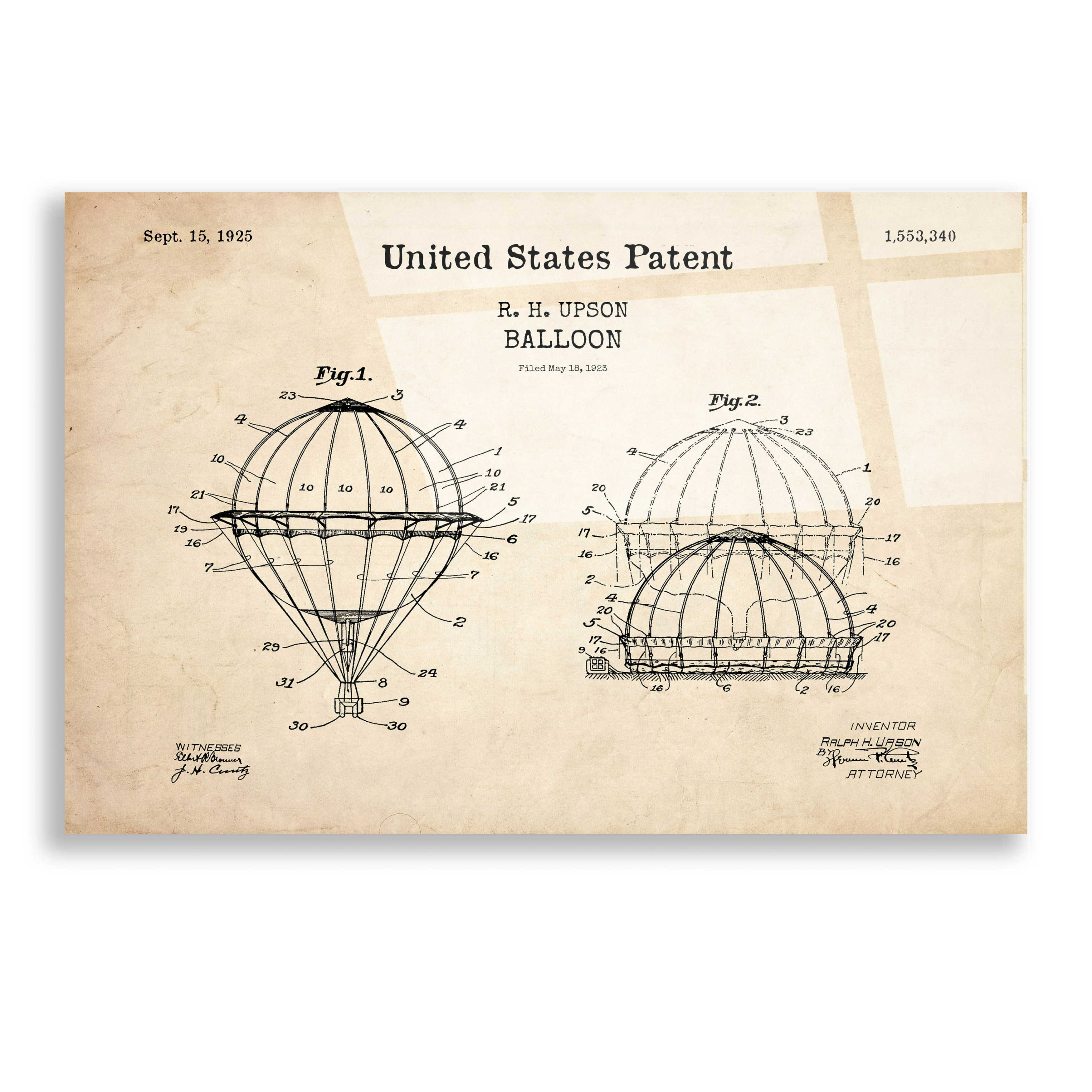 Williston Forge 'Balloon Blueprint Patent Parchment,' Acrylic Glass ...
