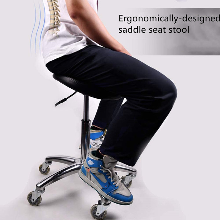 Inbox Zero Ellengard Adjustable Height Ergonomic Lab Stool with Wheels ...