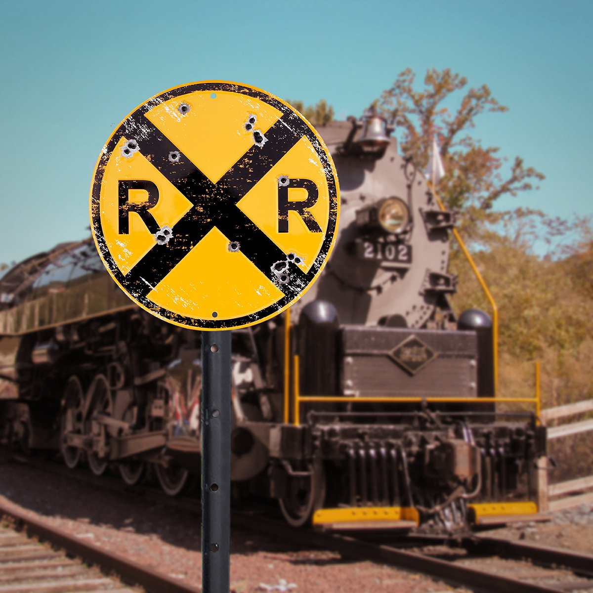 Trinx Bullet XING RR Railroad Crossing Train Sign Rustic Railfan Wall ...