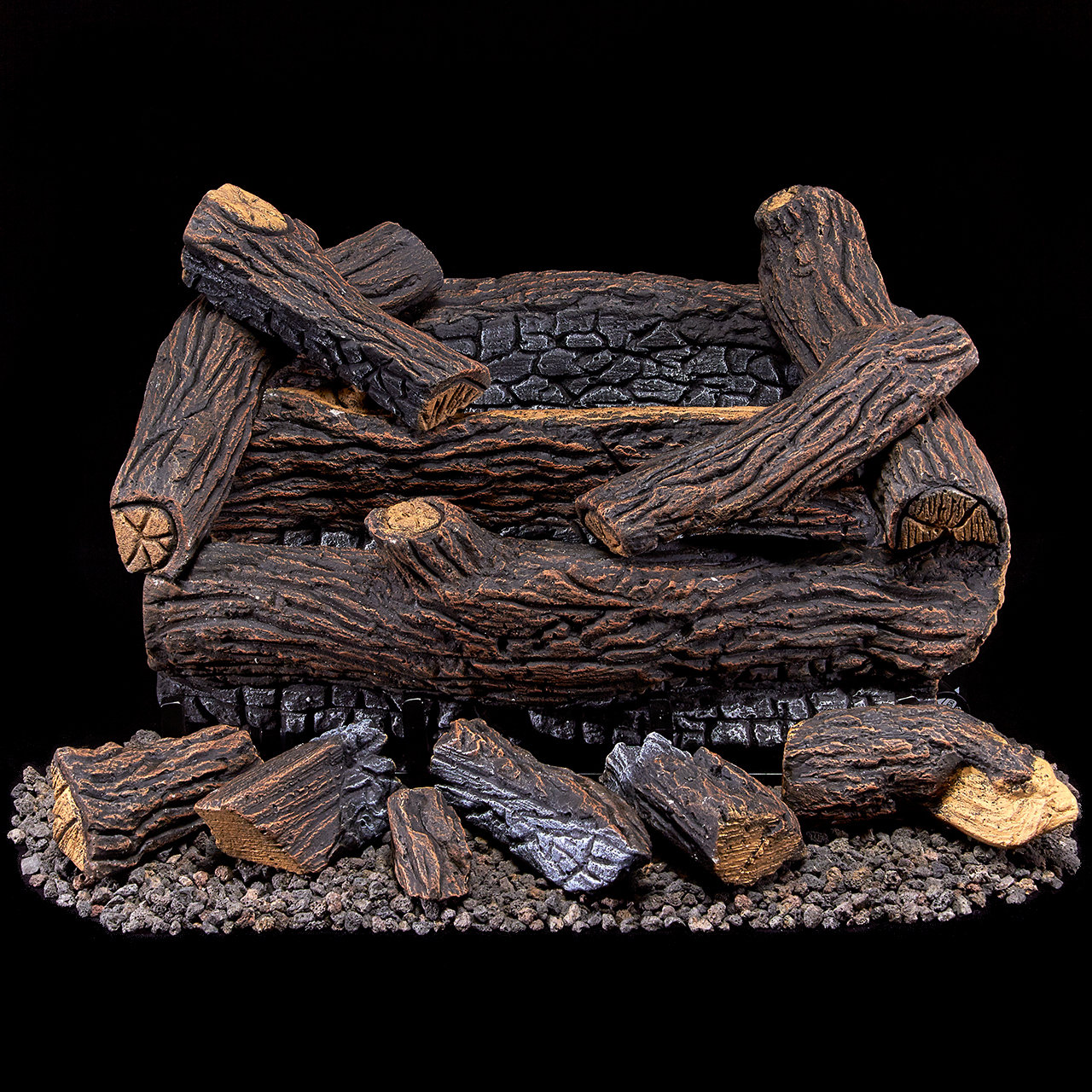 Duluth Forge Vent less Dual Fuel Gas Log Set, Stacked Oak, T-Stat ...