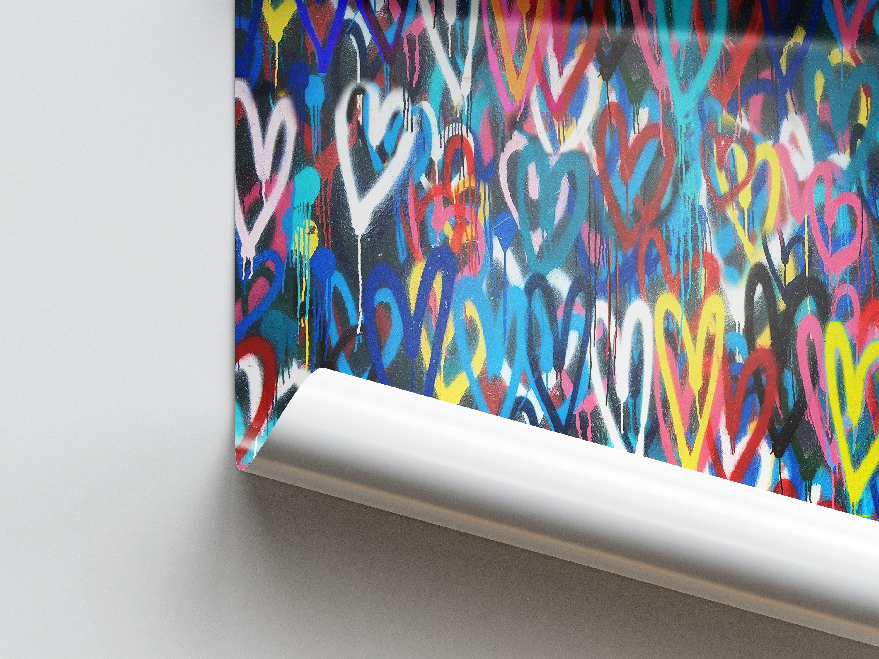 kayra export Abstract Canvas, Banksy Colorful Hearts Printed, Colorful ...