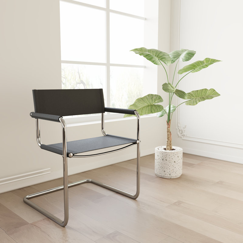 Ivy Bronx Momei Saddle Leather Accent Armchair with Stainless Steel ...