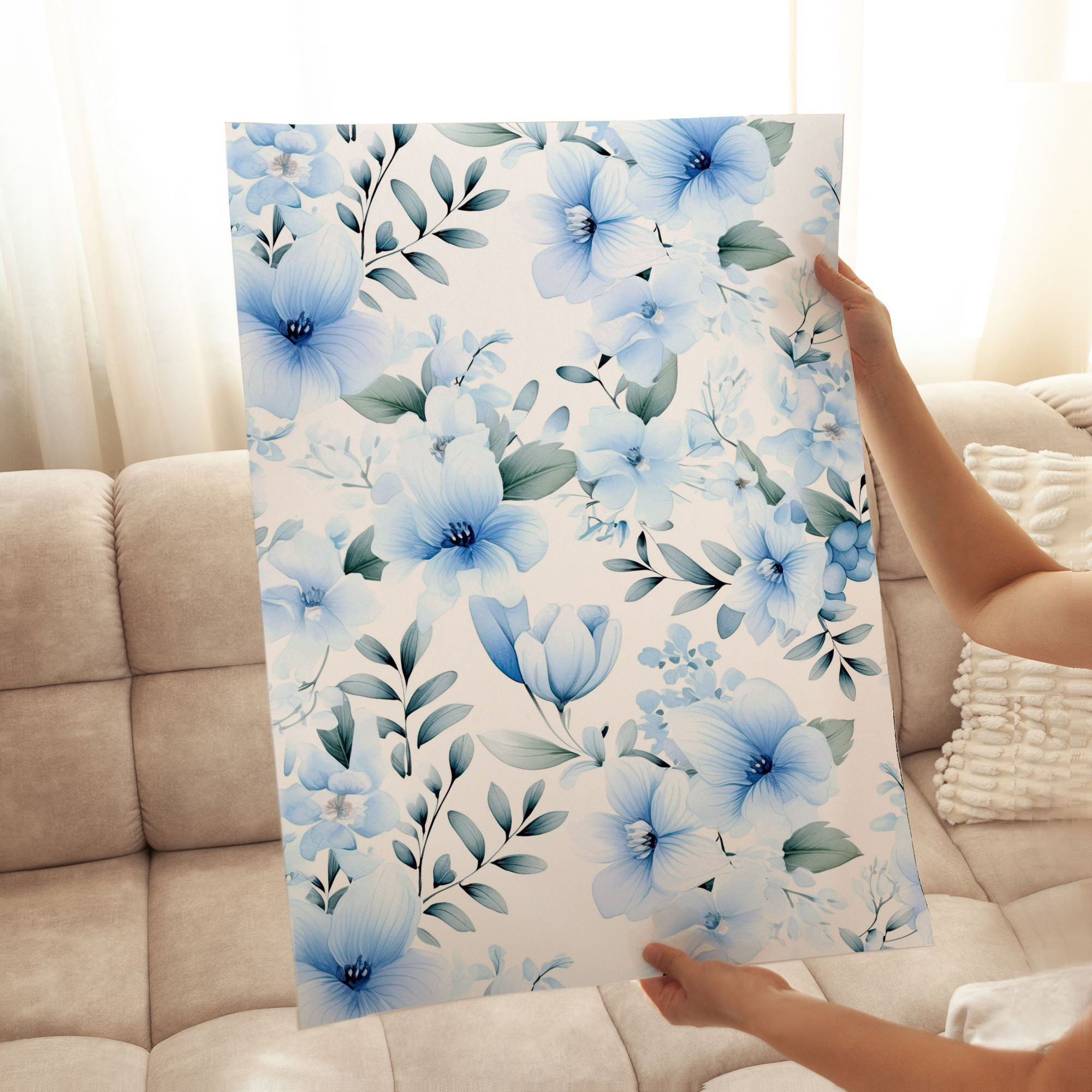 Winston Porter Floral Blue Flower Cottagecore Pattern XII Cottage ...