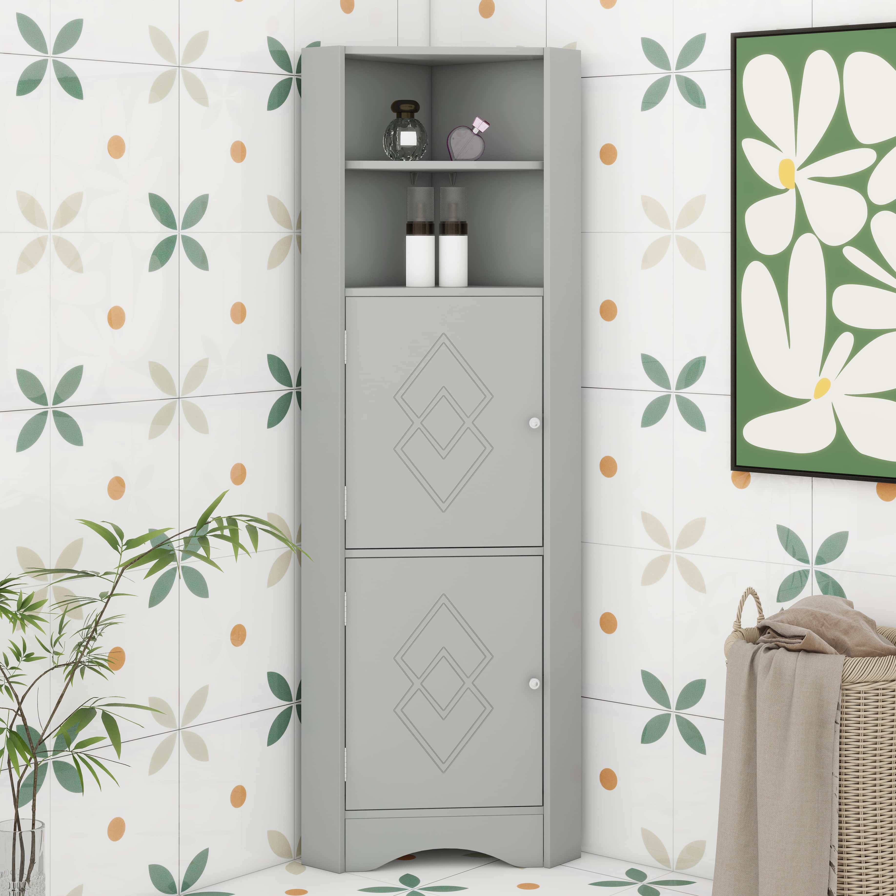 Red Barrel Studio Tall Corner Cabinet, Triangle Corner Cabinet With ...