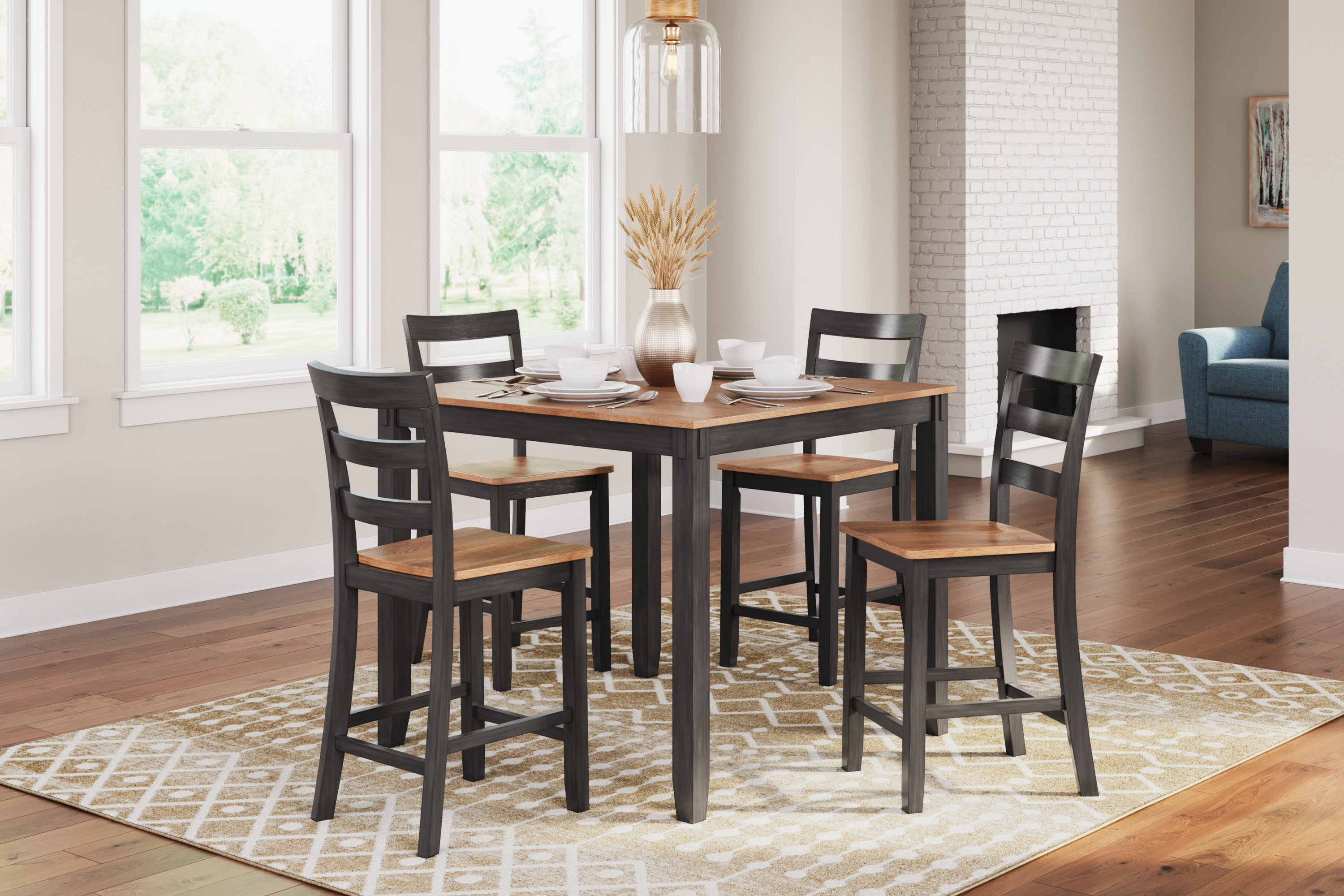 Wildon Home® Leanner Counter Height Dining Table And 4 Barstools (Set ...