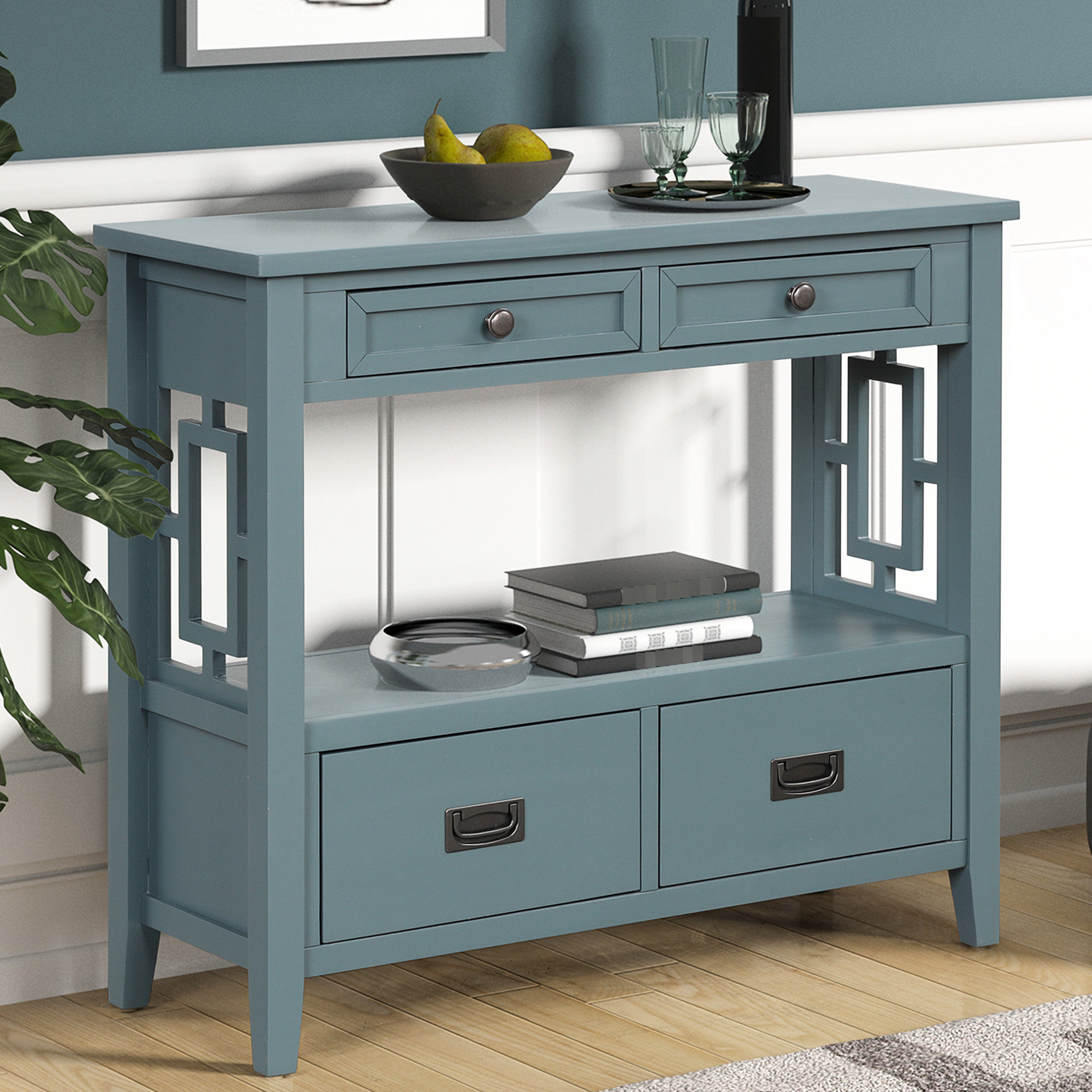 Lark Manor™ Solid Wood 36" Console Table With 4 Drawers & 1 Shelf In ...