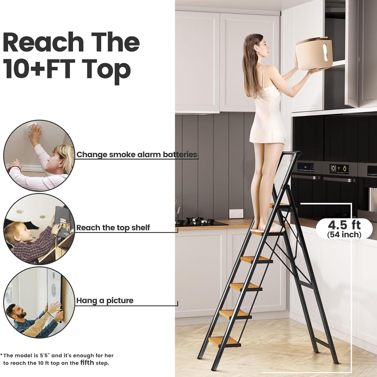 WFX Utility™ 6 Step Ladder For 12 Ft High Ceiling, Folding Step Stool ...