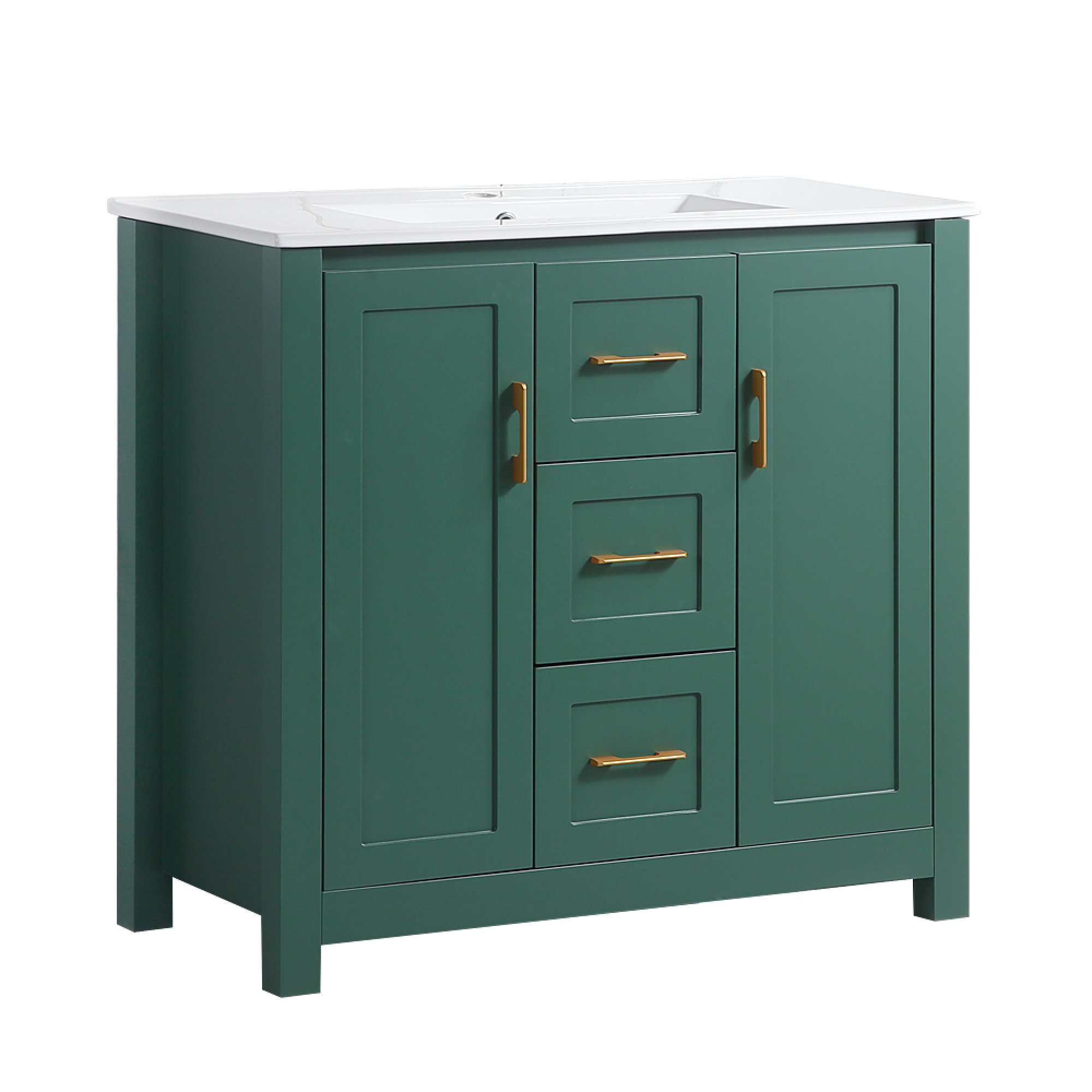 Latitude Run® Elegant 36-inch Green Bathroom Vanity With Ceramic Sink ...