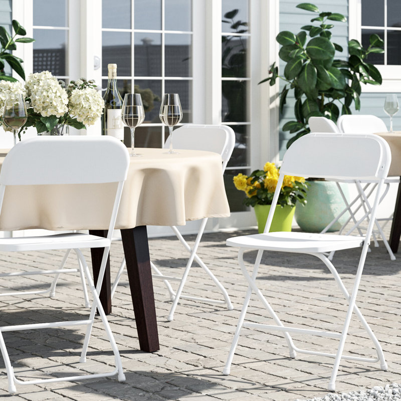 Inbox Zero Laione Plastic Stackable Folding Chairs, Patio Garden ...
