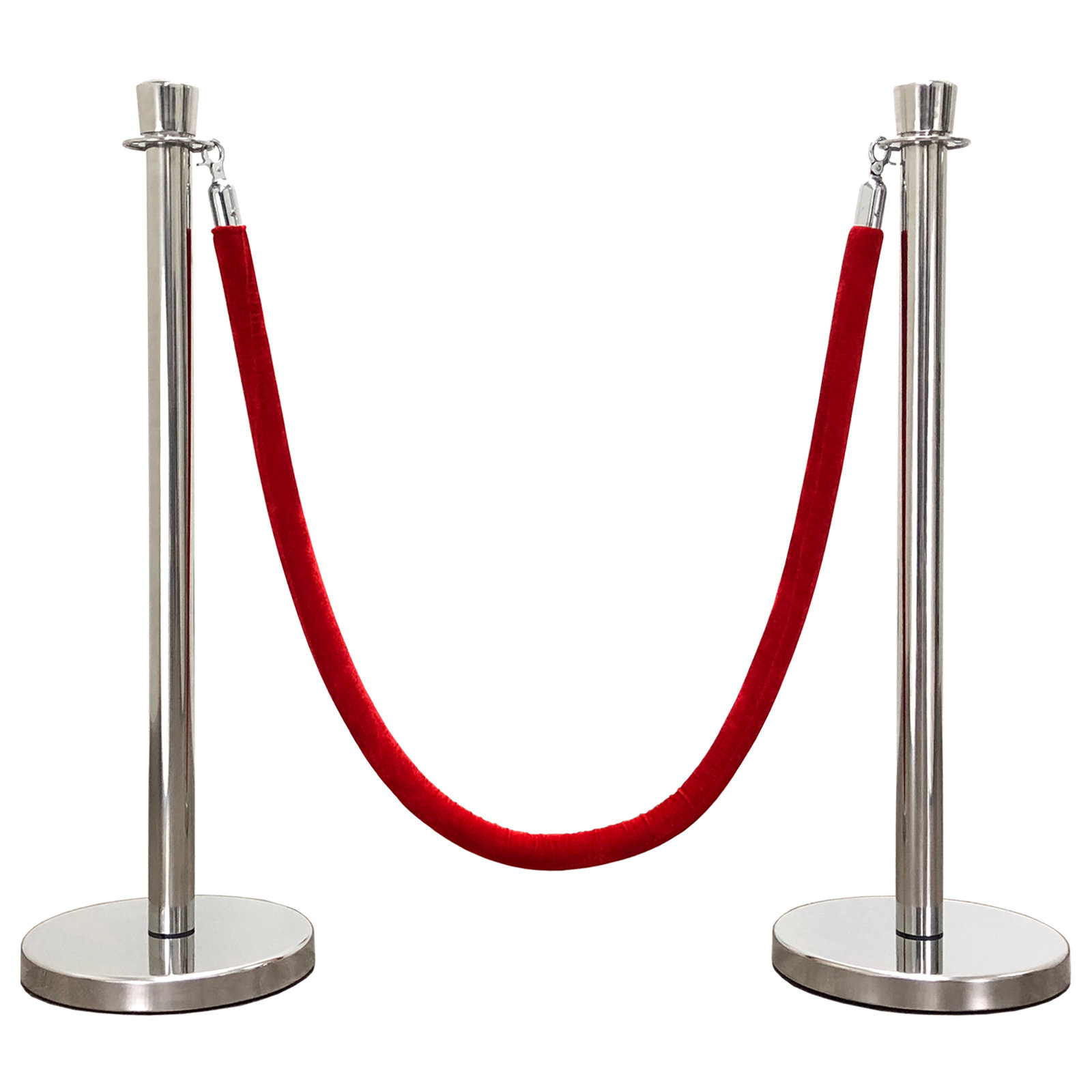 VIP Crowd Control Rope Stanchion (2 Mirror Taper Top/Flat Base + 6' Red ...