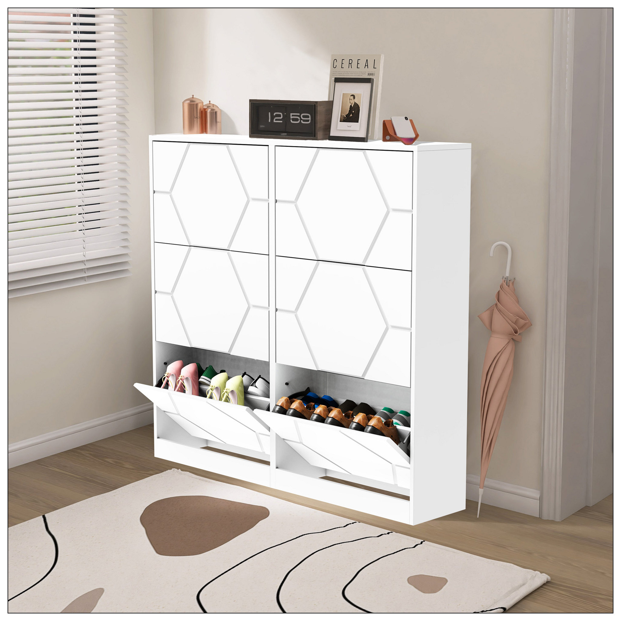 Latitude Run® Shoe Storage Cabinet For Entryway, 6 Tiers Shoe Organizer ...