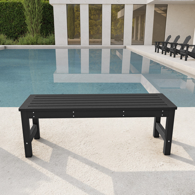 Ebern Designs 48" HDPE Outdoor Bench, All-Weather & Fade-Resistant 2 ...