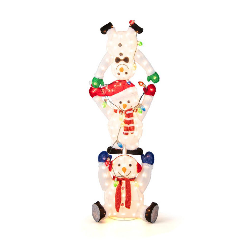 The Holiday Aisle® 5.6 Feet Lighted Stacked Snowmen Christmas ...