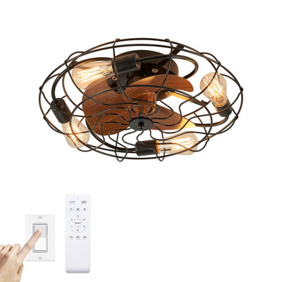 Williston Forge 20.4" Bloneva Farmhouse Caged Ceiling Fan with Light ...