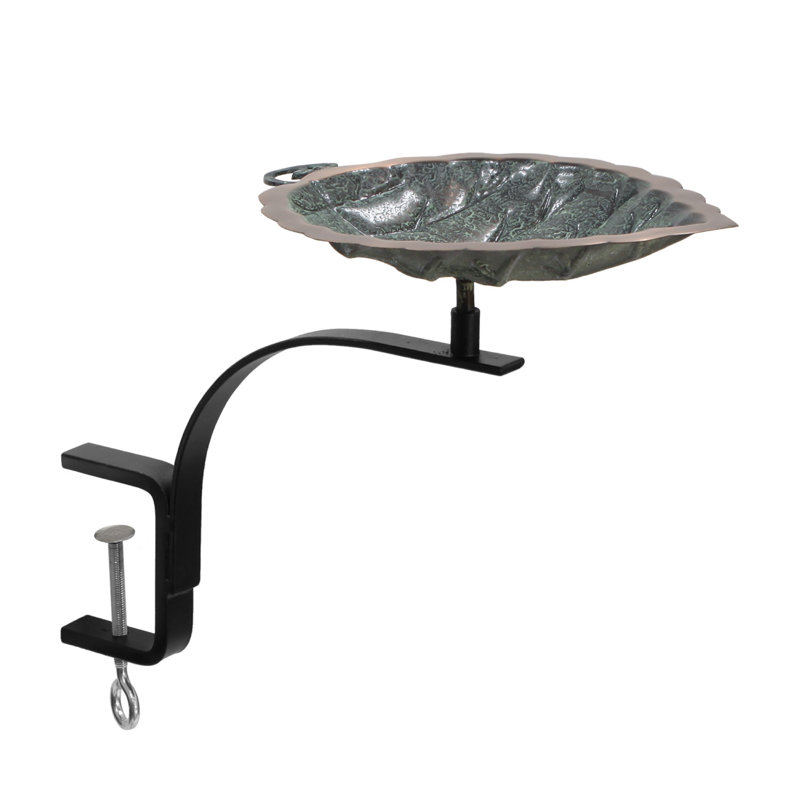Union Rustic Aspen Leaf Birdbath with Rail Mount Bracket & Reviews ...