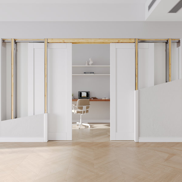 ARK DESIGN Double Sliding Closet Door Panel Solid Wood Door With Soft ...