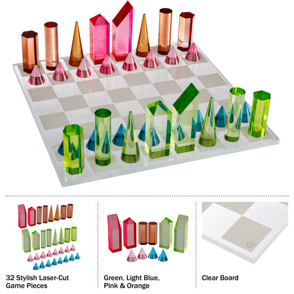 Trademark Games Modern Acrylic Chess Set - Acrylic Chess Board with 32 ...