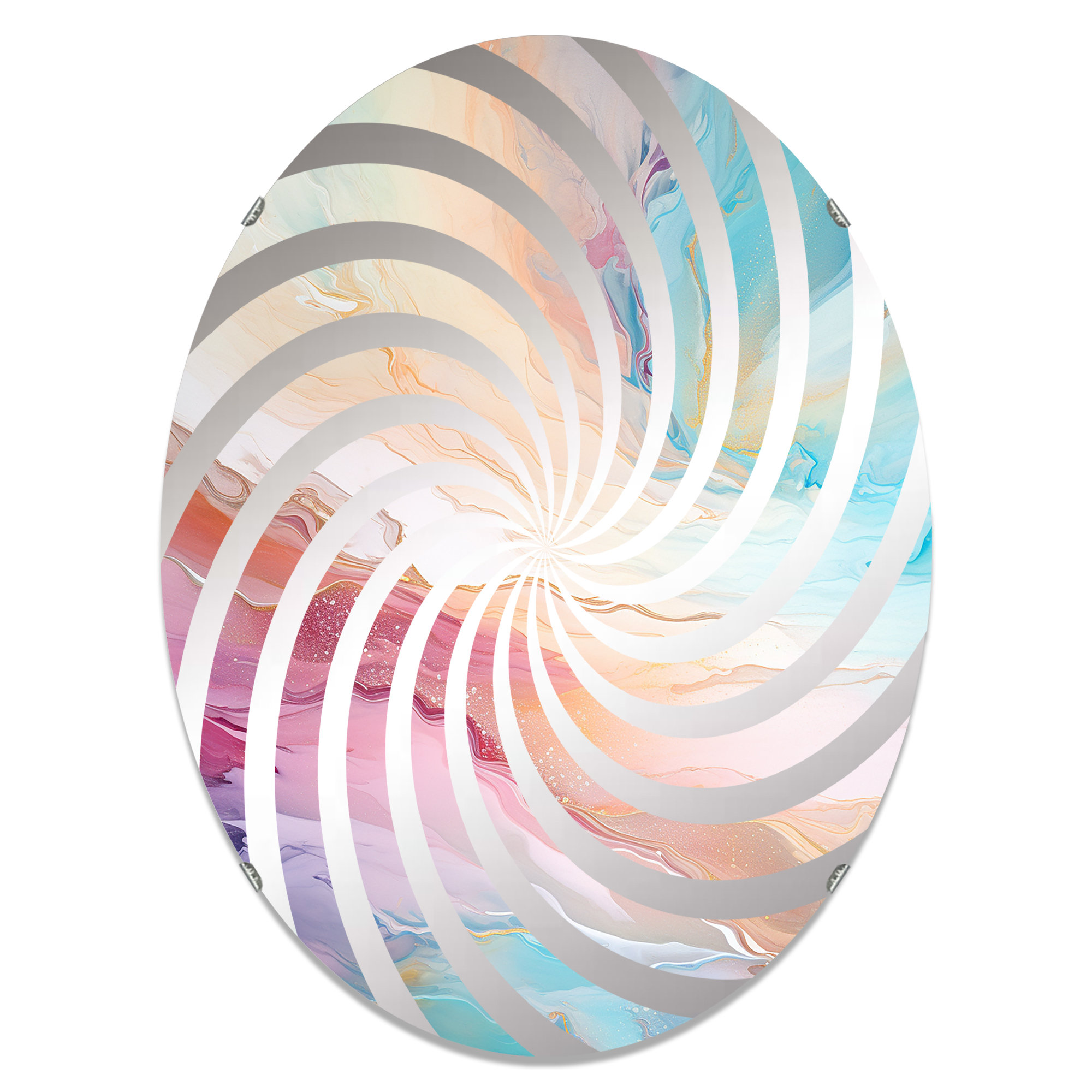Design Art Rainbow Charm Liquid Tide II - Vortex Decorative Mirror|Oval | Wayfair