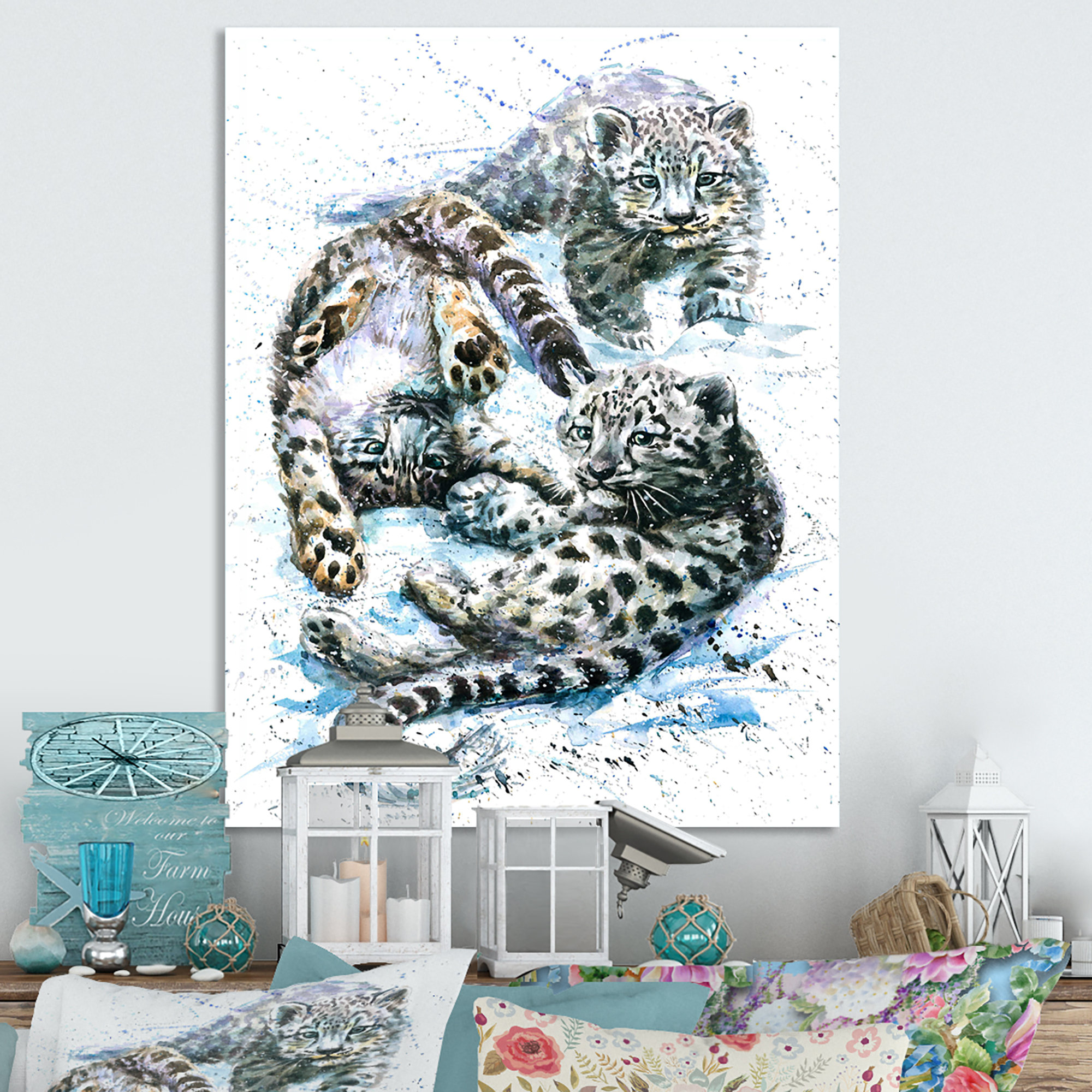 Dakota Fields Little Snow Leopards Painting - Traditional Canvas Wall ...