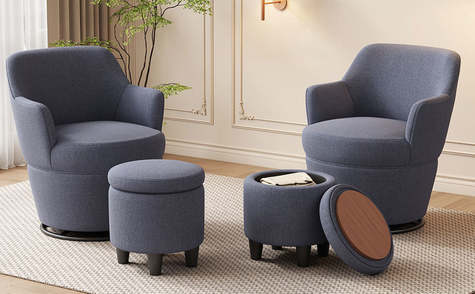 Latitude Run® Versatile Swivel Bessette with Ottoman and Sturdy ...