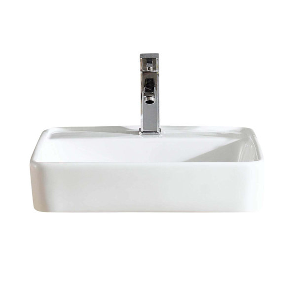 Fine Fixtures Modern Ceramic Square Vessel Bathroom Sink with Overflow ...