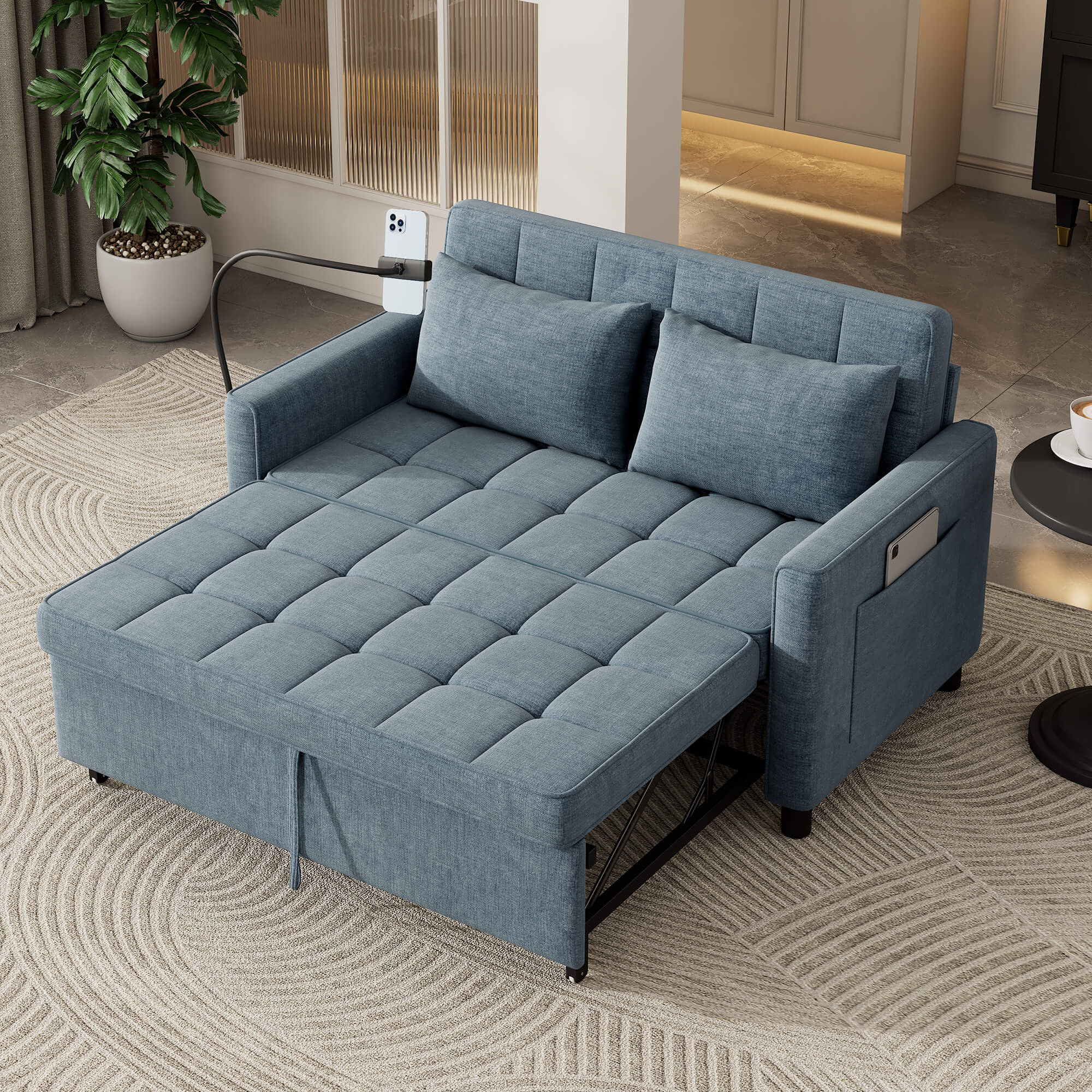 RUVINCE 57" Convertible Loveseat Sofa, Pull-out Sofa Bed with ...