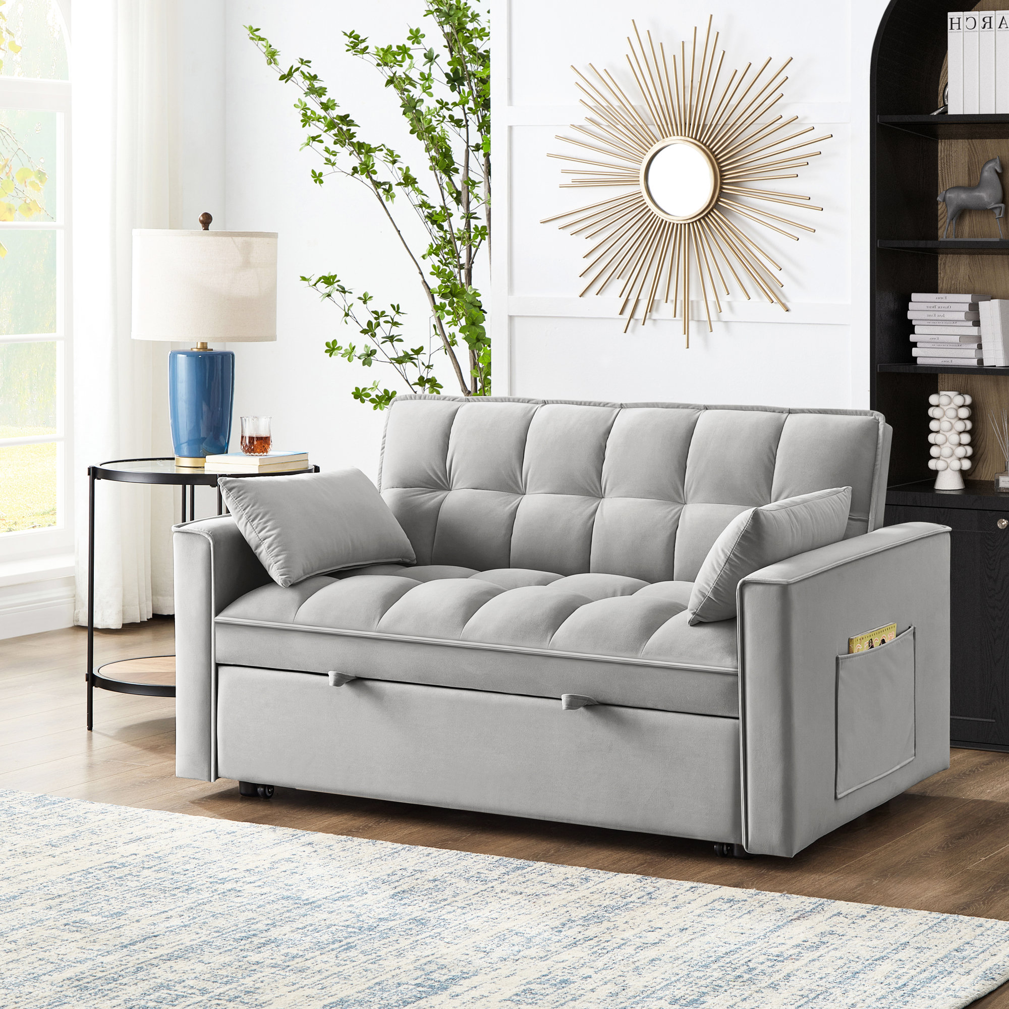 Latitude Run® Multi Bed With & Pockets, Adjustable , Velvet, Strong ...