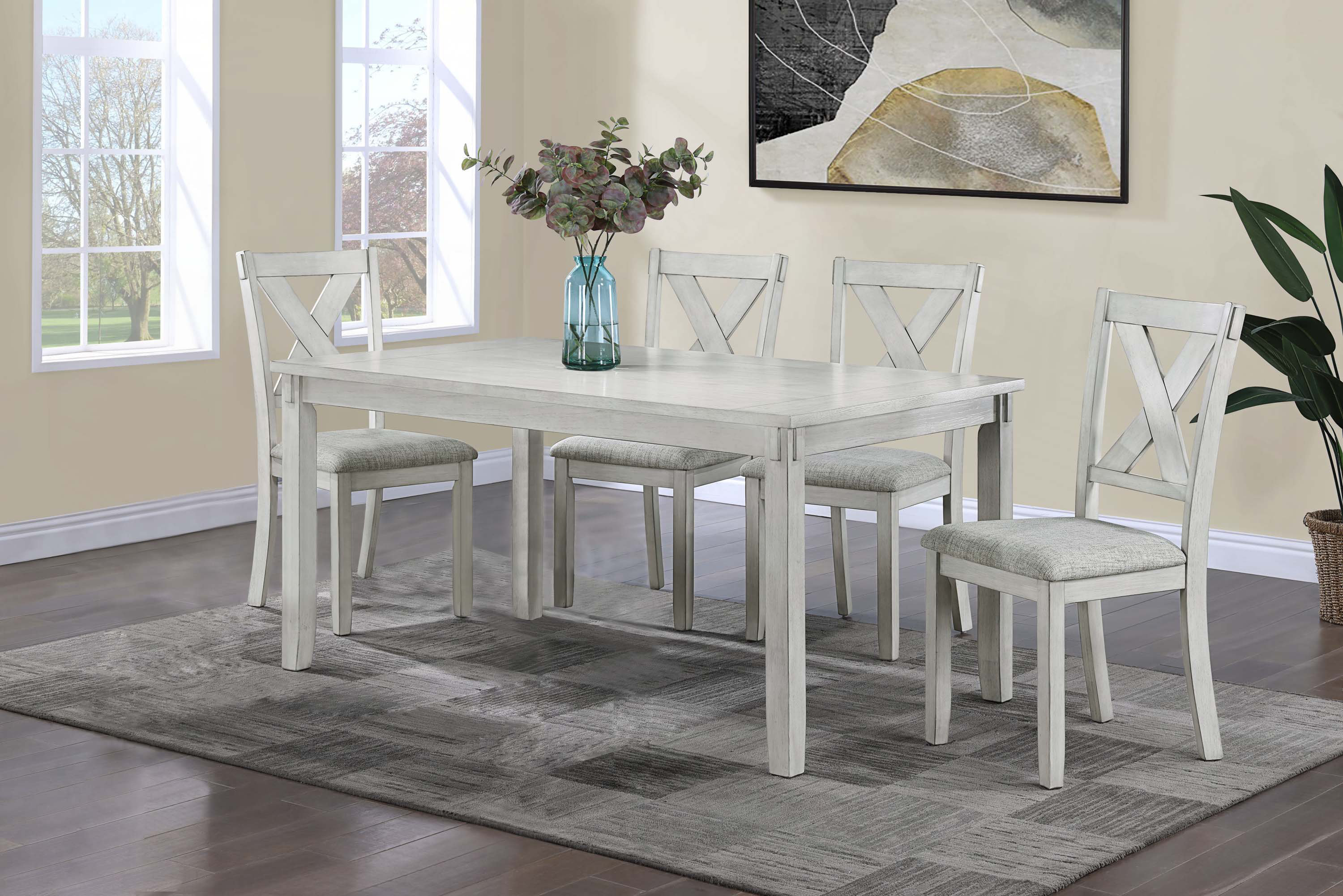 August Grove® Rustic Farmhouse Transitional 5-Piece Dinette Dining Set ...