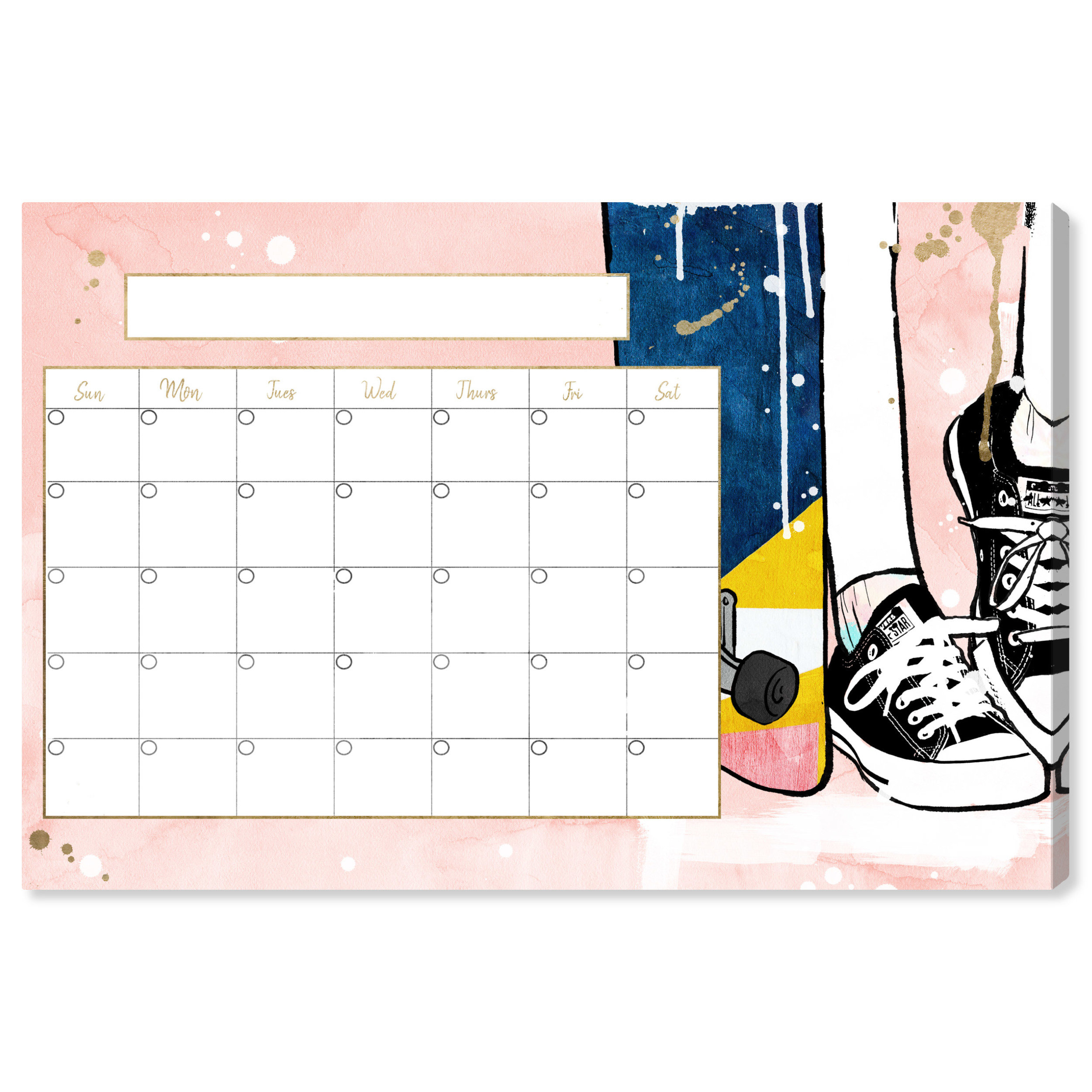 Oliver Gal Prints Blush Skater Girl Calendar - Graphic Art on Canvas ...