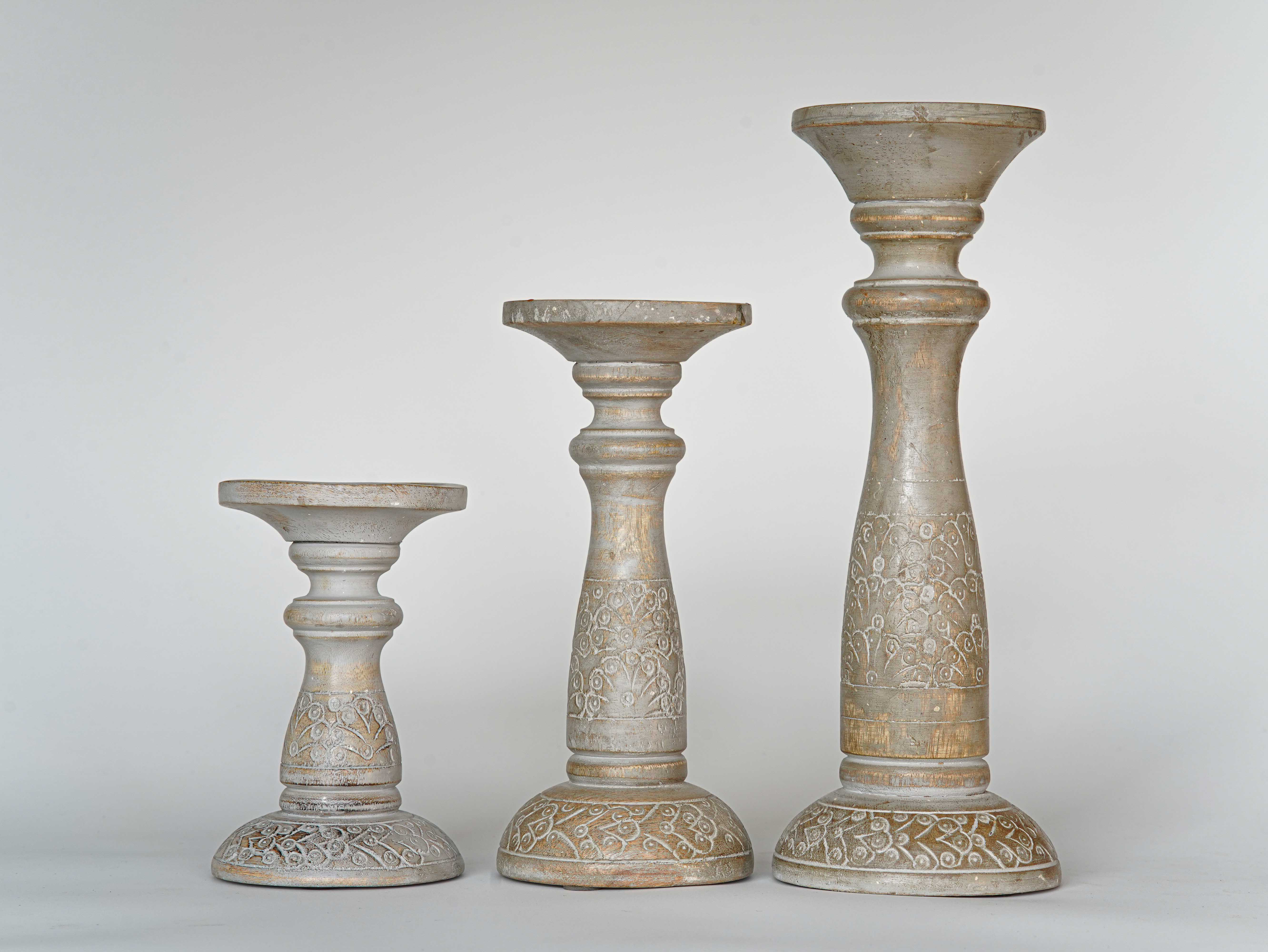 Ophelia & Co. 3 Piece Wood Pillar Set | Wayfair