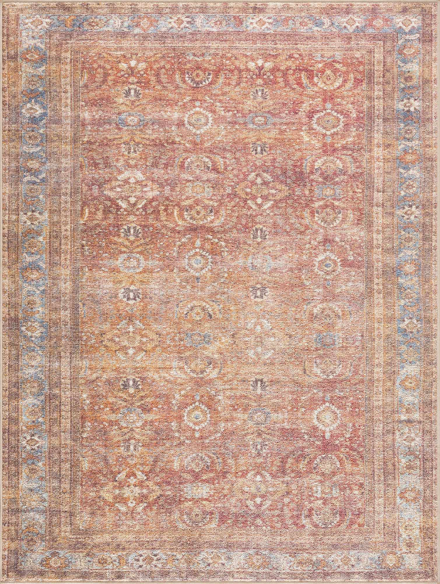 Bungalow Rose Anarhu Boho Damask Machine Washable Peach Area Rug ...