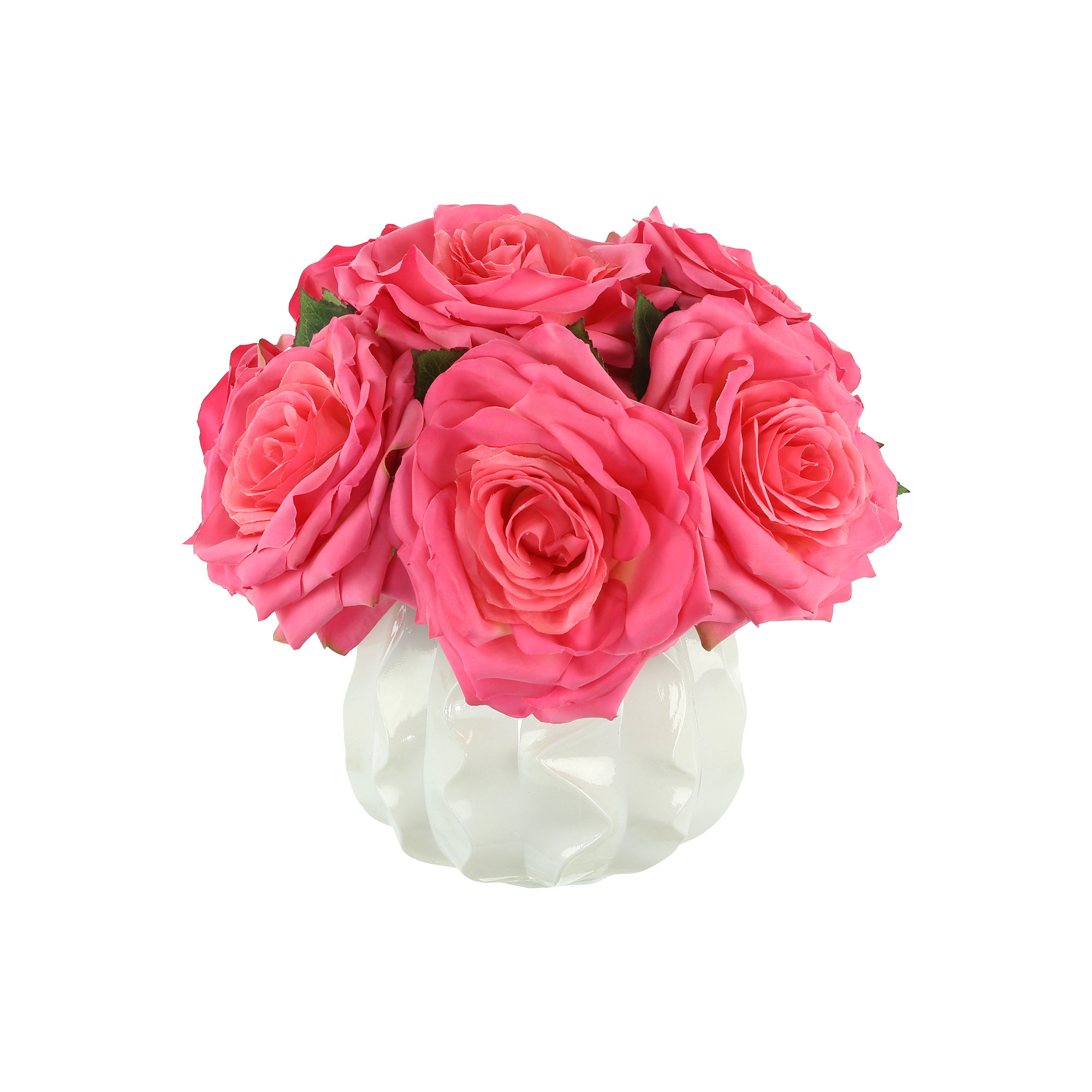 Creative Displays, Inc. Roses Arranged in a Wavy Glass Vase | Perigold
