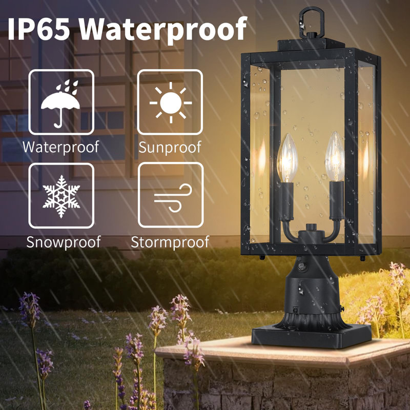 Gracie Oaks 18'' Lamp Post Light Fixture 2-Light Waterproof Modern ...
