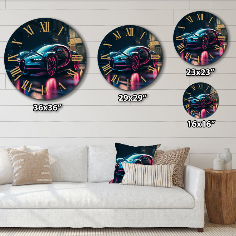 DesignArt Futuristic Bugatti Sports Car Metal Wall Clock | Wayfair